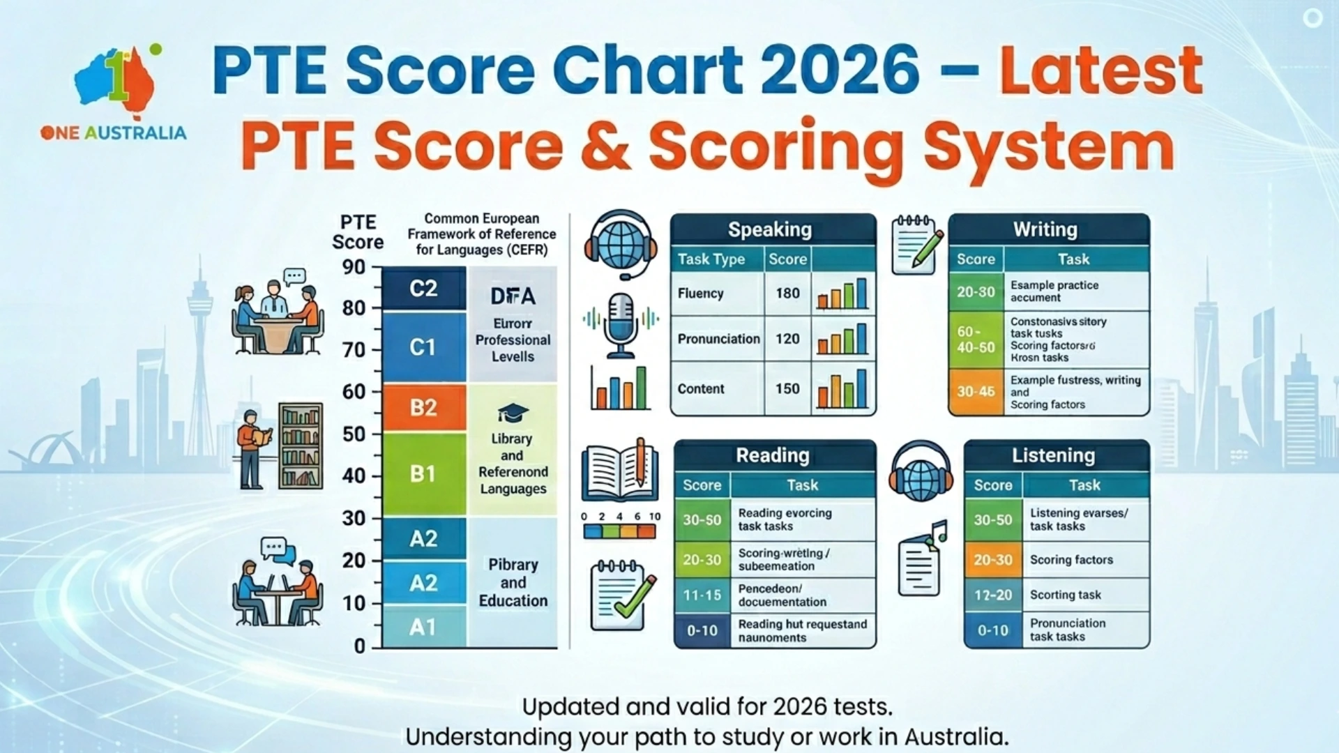 PTE Score Chart 2026: Latest PTE Score Table